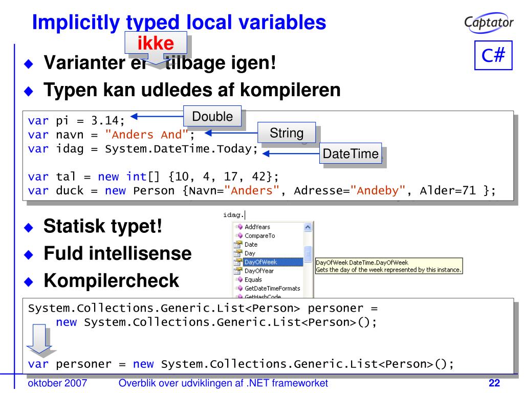 PPT - Overblik over udviklingen af .NET frameworket - et kig på de vigtigste nyheder i de ...