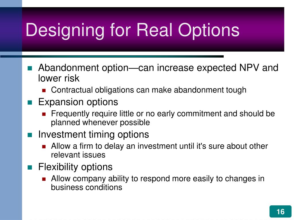 PPT - Risk Topics and Real Options in Capital Budgeting PowerPoint ...