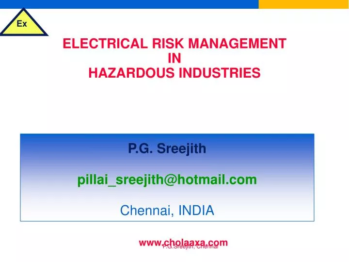 PPT - ELECTRICAL RISK MANAGEMENT IN HAZARDOUS INDUSTRIES & SELECTION OF ...