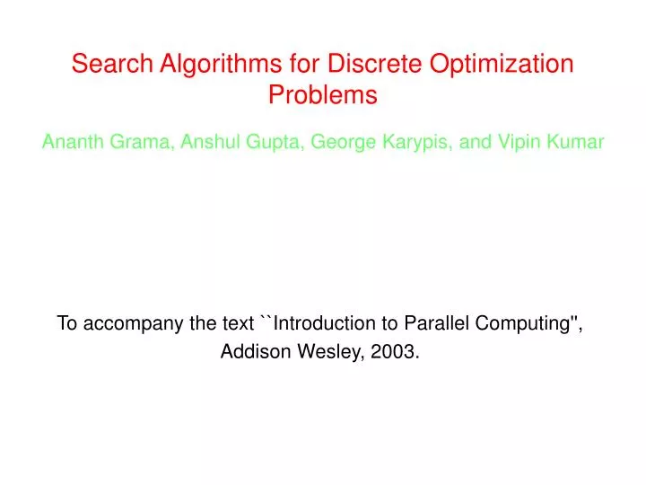 Ppt Search Algorithms For Discrete Optimization Problems Powerpoint Presentation Id 1250729