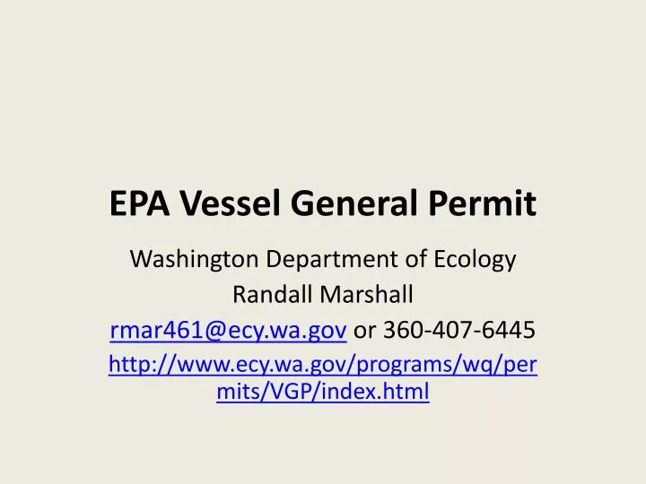 PPT - EPA Vessel General Permit PowerPoint Presentation, free download ...