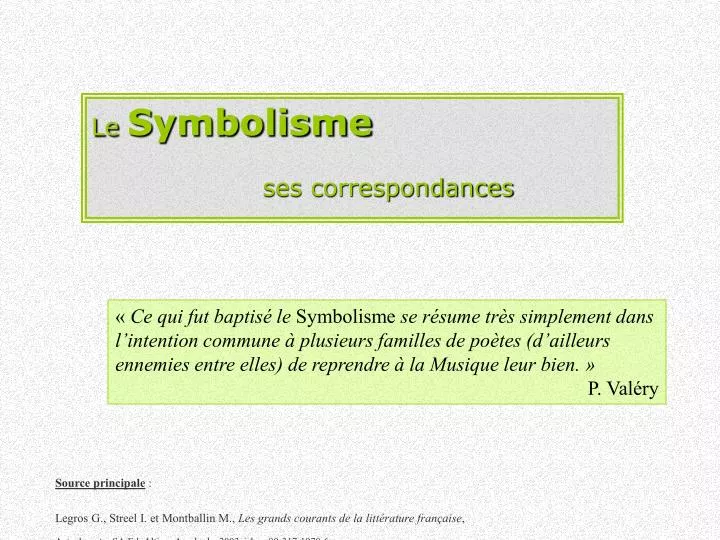 PPT - Le Symbolisme ses correspondances PowerPoint Presentation, free ...