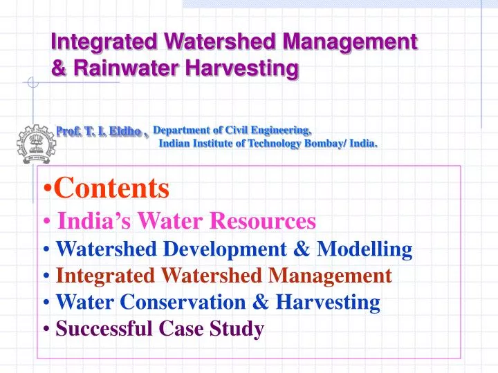PPT - Integrated Watershed Management & Rainwater Harvesting PowerPoint ...