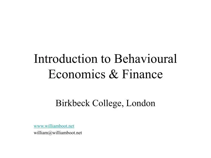 Ppt Introduction To Behavioural Economics And Finance Powerpoint