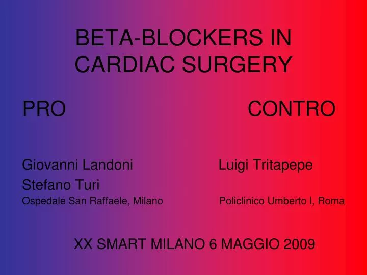 PPT - BETA-BLOCKERS IN CARDIAC SURGERY PowerPoint Presentation, free ...