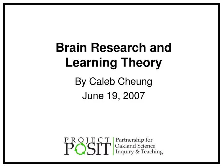 PPT - Brain Research and Learning Theory PowerPoint Presentation, free ...