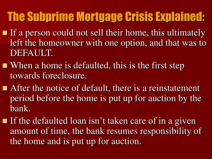 PPT - The Subprime Mortgage Crisis PowerPoint Presentation - ID:1270335