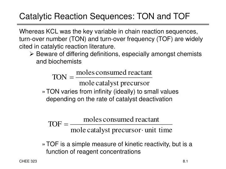 PPT - Catalytic Reaction Sequences: TON and TOF PowerPoint Presentation ...