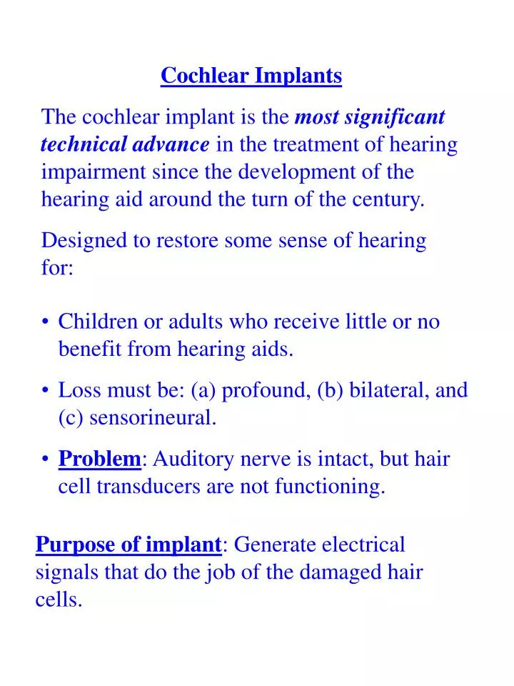 PPT - Cochlear Implants PowerPoint Presentation, free download - ID:1270638
