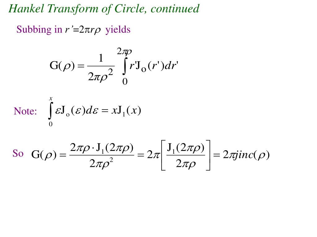 PPT - Circularly Symmetric Functions: Hankel Transforms of Zeroth Order ... PPT - Circularly Symmetric Functions: Hankel Transforms of Zeroth Order ...