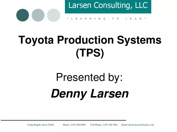 PPT - Toyota Production Systems (TPS) PowerPoint Presentation, free ...