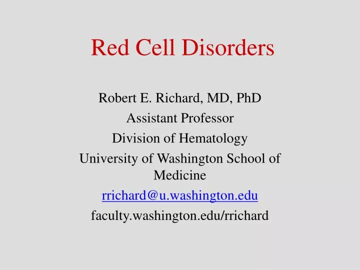 PPT - Red Cell Disorders PowerPoint Presentation, free download - ID ...