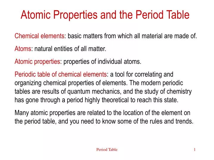 PPT - Atomic Properties and the Period Table PowerPoint Presentation ...
