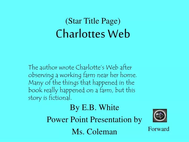 PPT - (Star Title Page) Charlottes Web PowerPoint Presentation, free ...