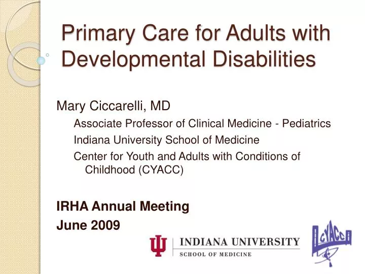 PPT - Primary Care for Adults with Developmental Disabilities ...