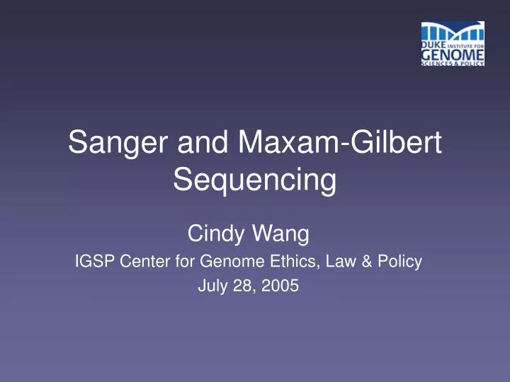 PPT - Sanger and Maxam-Gilbert Sequencing PowerPoint Presentation, free ...