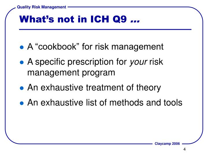PPT - ICH Q9: Quality Risk Management PowerPoint Presentation - ID:1278583