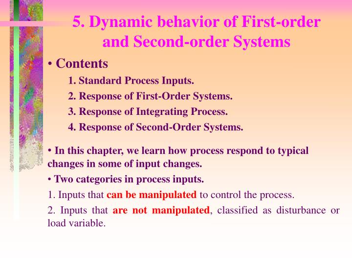 PPT - 5. Dynamic behavior of First-order and Second-order Systems ...