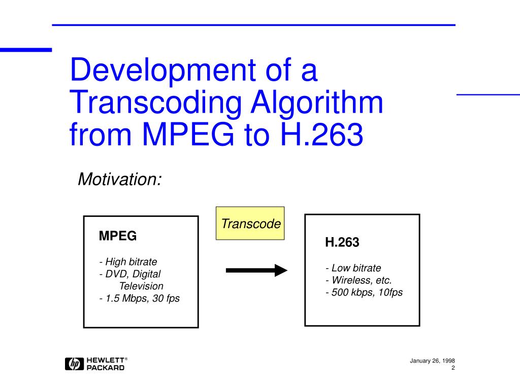 Ppt Development Of A Transcoding Algorithm From Mpeg To H263 Powerpoint Presentation Id1280595
