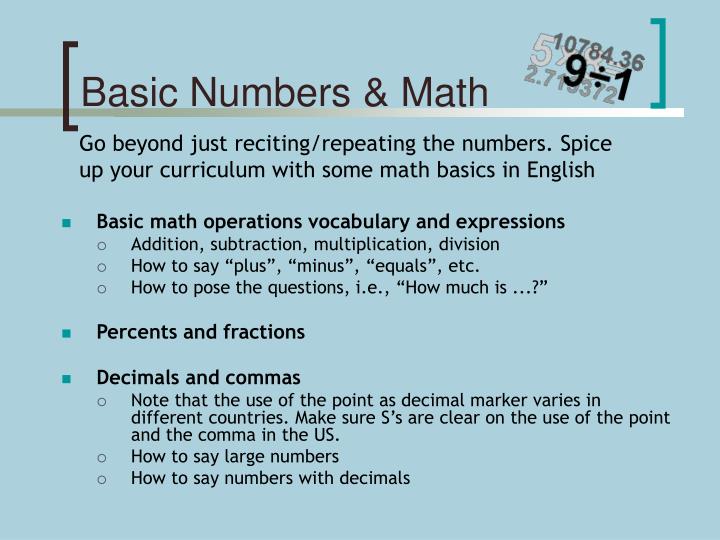 PPT - Using Math to Teach English PowerPoint Presentation - ID:1282872
