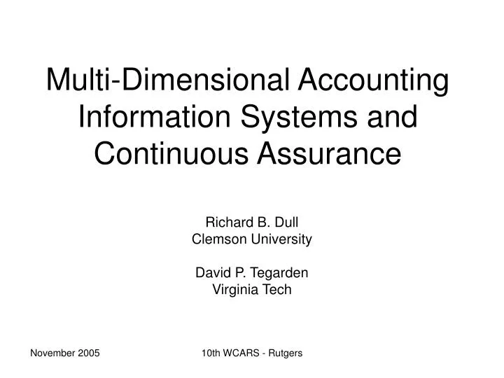 PPT - Multi-Dimensional Accounting Information Systems and Continuous ...