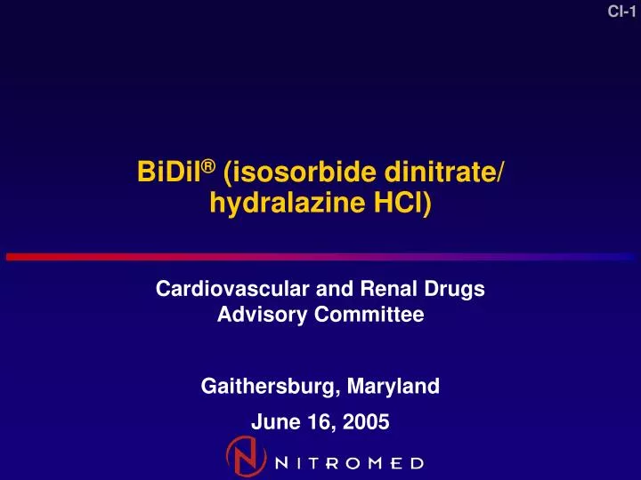 PPT - BiDil ® (isosorbide dinitrate/ hydralazine HCl) PowerPoint ...