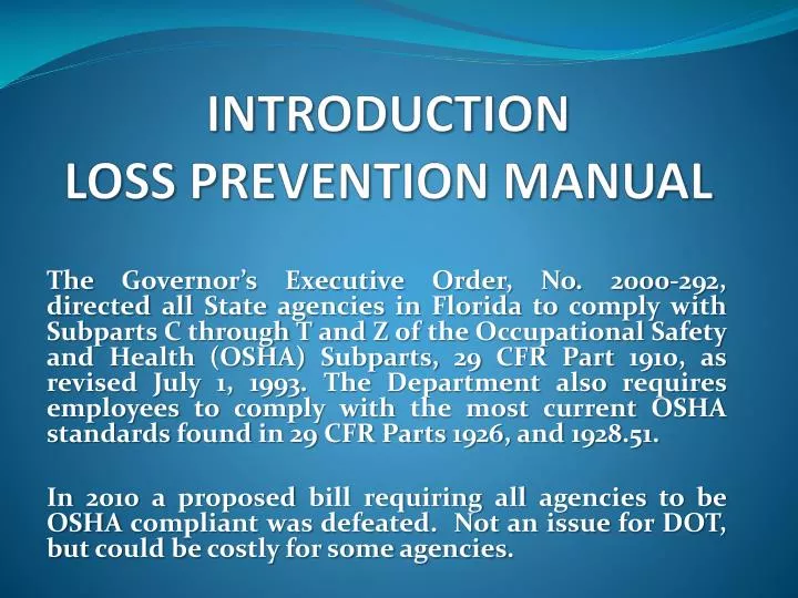 PPT - INTRODUCTION LOSS PREVENTION MANUAL PowerPoint Presentation, free ...