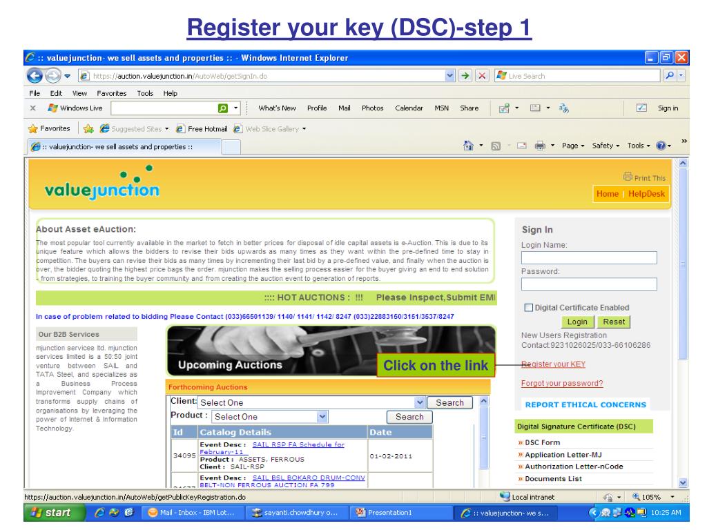 PPT - Register your key (DSC)-step 1 PowerPoint Presentation, free ...