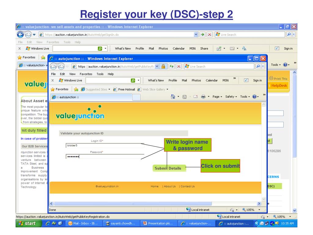 PPT - How to Register Your Key for Auction Using DSC PowerPoint ...