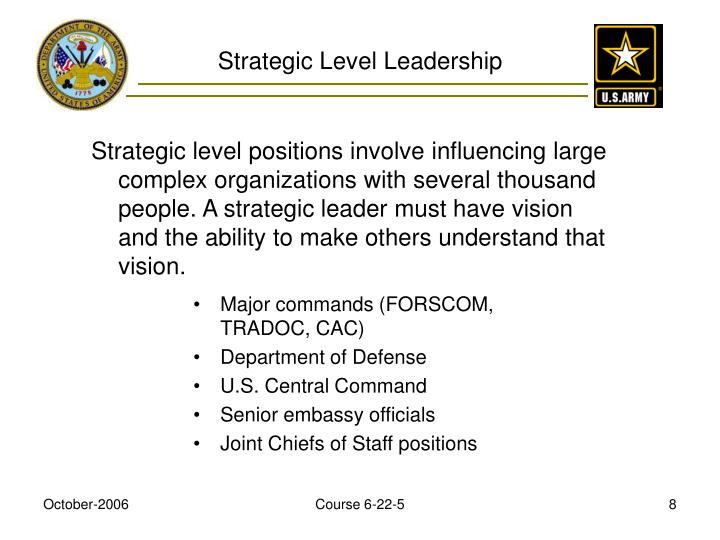 PPT - FM 6-22 Army Leadership “Organizational and Strategic Level ...