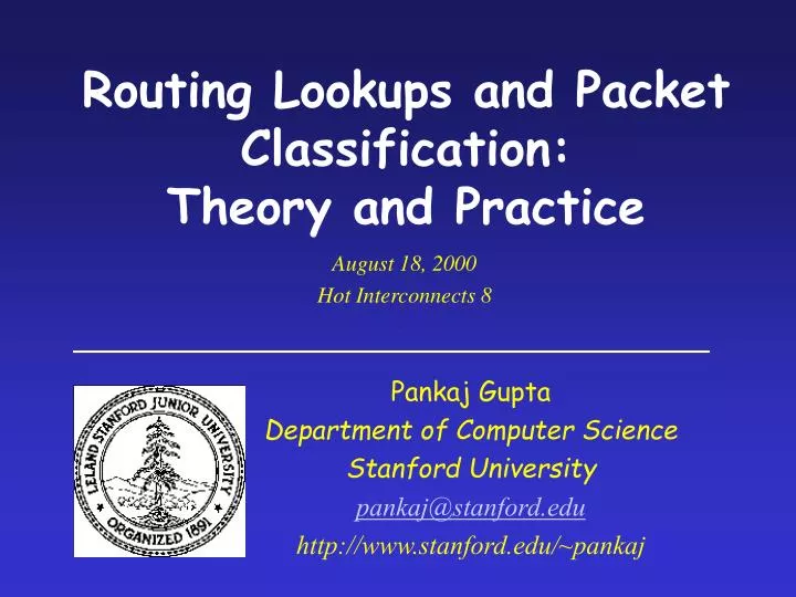 PPT - Routing Lookups and Packet Classification: Theory and Practice PowerPoint Presentation ...
