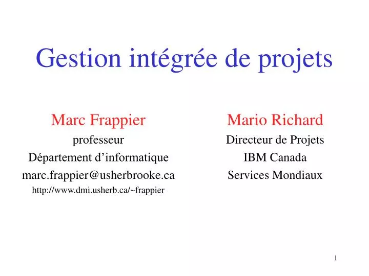 PPT - Gestion intégrée de projets PowerPoint Presentation, free download - ID:1291563