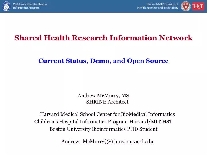 PPT - Shared Health Research Information Network PowerPoint ...