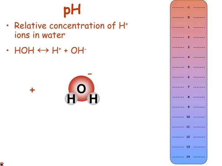 PPT - Relative concentration of H + ions in water HOH ↔ H + + OH ...