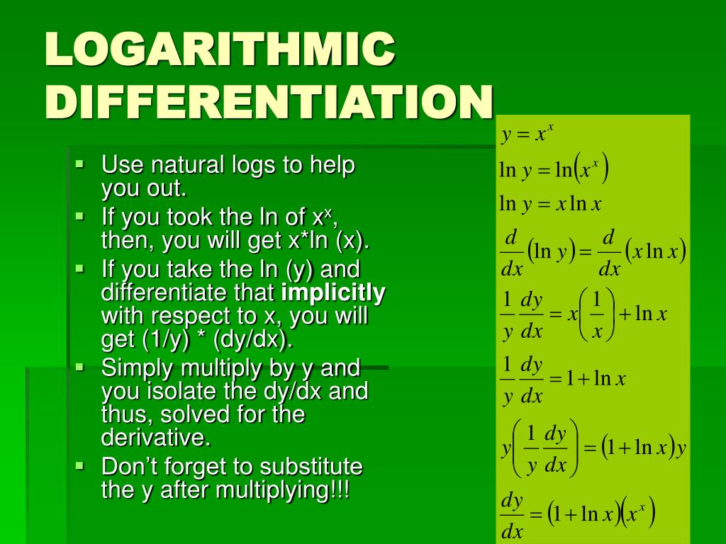 PPT - CHAPTER SEVEN: THE CALCULUS OF LOGARITHMIC FUNCTIONS PowerPoint ... PPT - CHAPTER SEVEN: THE CALCULUS OF LOGARITHMIC FUNCTIONS PowerPoint ...