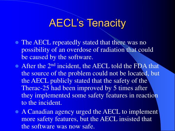PPT - Therac-25 Lawsuit for Victims Against the AECL PowerPoint ...