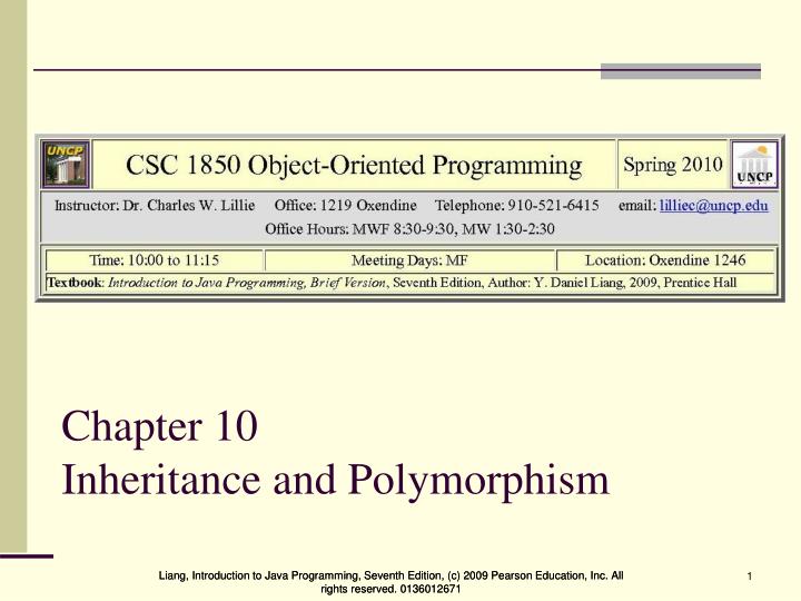 PPT - Chapter 10 Inheritance and Polymorphism PowerPoint Presentation ...