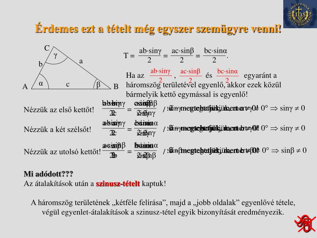 PPT - A szinusz-tétel és alkalmazása PowerPoint Presentation, free ...