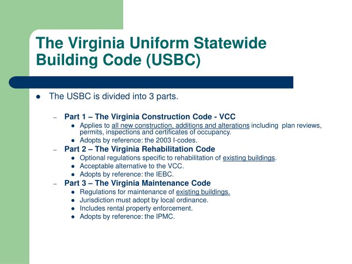 PPT - The Virginia Uniform Statewide Building Code PowerPoint ...