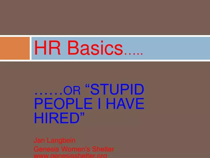 PPT - HR Basics ….. PowerPoint Presentation, free download - ID:1300230