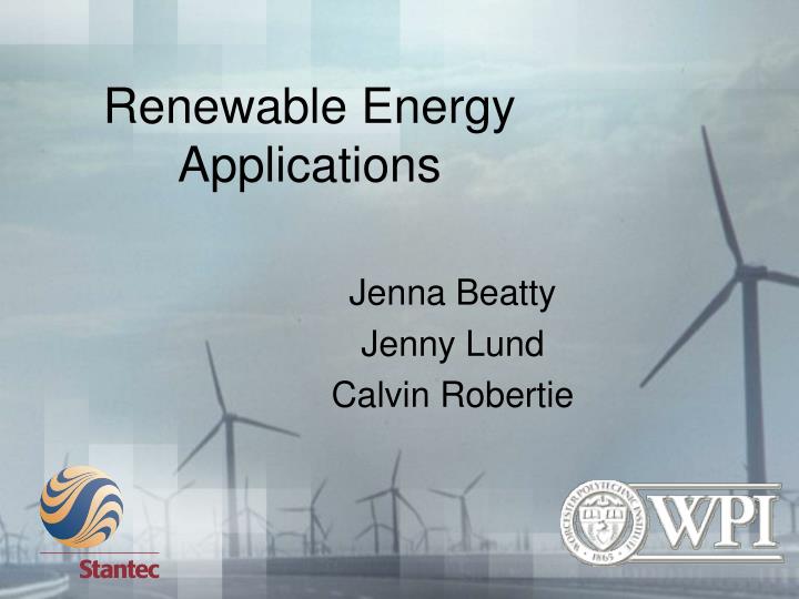 PPT - Renewable Energy Applications PowerPoint Presentation, free ...