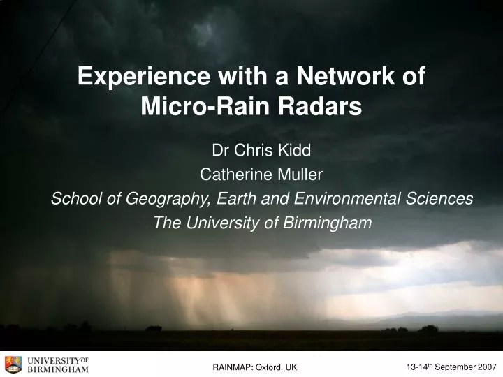 PPT - Experience with a Network of Micro-Rain Radars PowerPoint ...