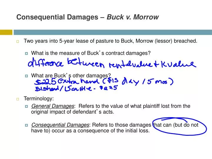 PPT - Consequential Damages – Buck v. Morrow PowerPoint Presentation ...