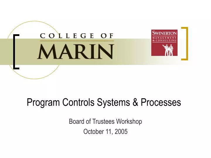 PPT - Program Controls Systems & Processes PowerPoint Presentation - ID ...