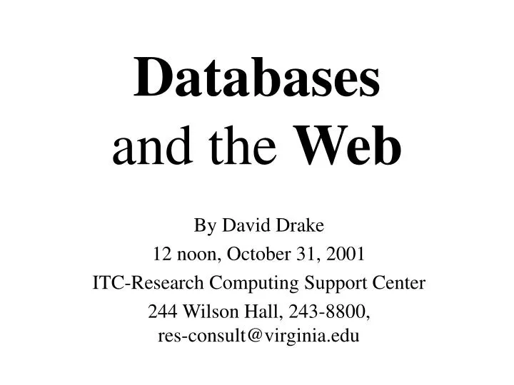 Ppt Databases And The Web Powerpoint Presentation Free Download Id 4009