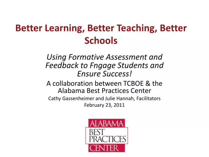 PPT - Better Learning, Better Teaching, Better Schools PowerPoint ...