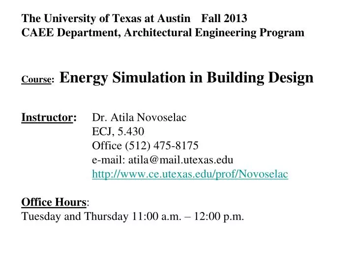 PPT - The University of Texas at Austin Fall 2013 CAEE Department ...