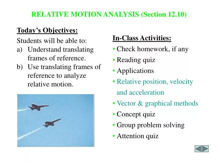 PPT - RELATIVE MOTION ANALYSIS (Section 12.10) PowerPoint Presentation ...