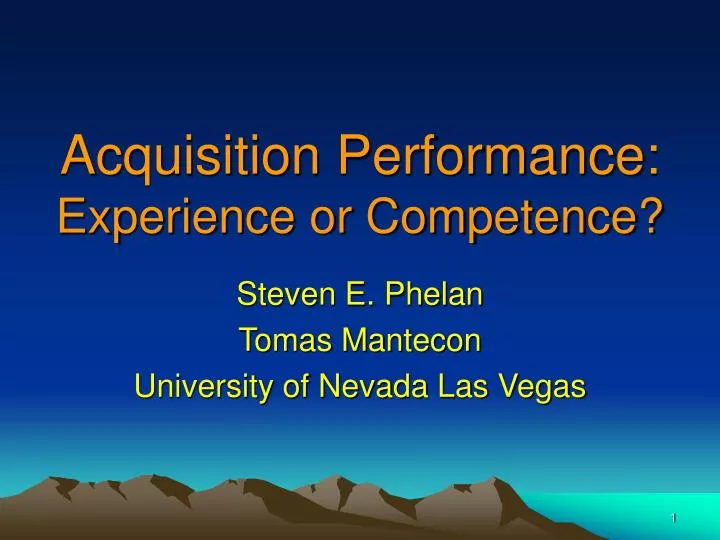 PPT - Acquisition Performance: Experience or Competence? PowerPoint ...