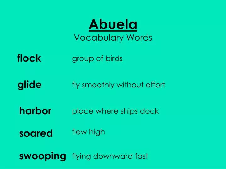 PPT - Abuela Vocabulary Words PowerPoint Presentation, free download ...